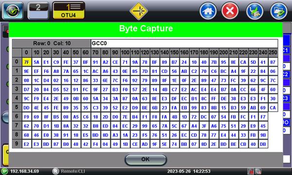 How to Capture a Sequence of OTN Overhead Bytes?
