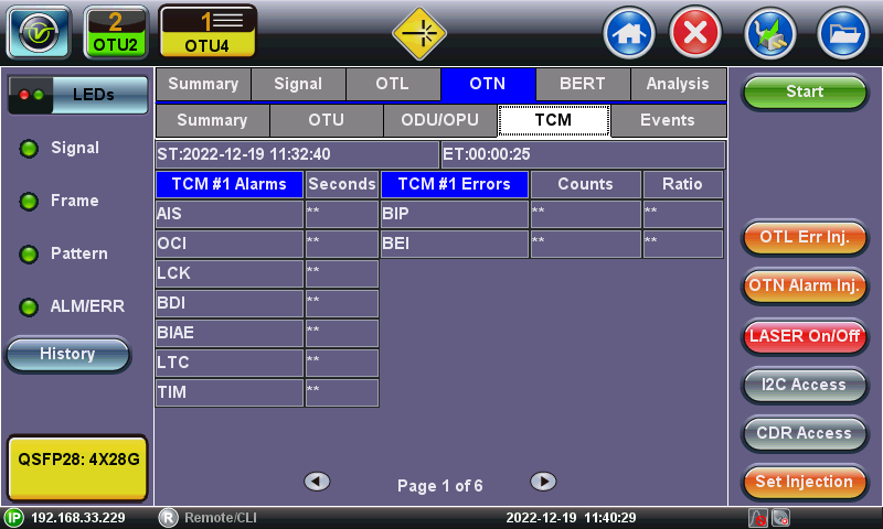 Test Set Can't Detect OTU4 TCM Alarm or Error Events