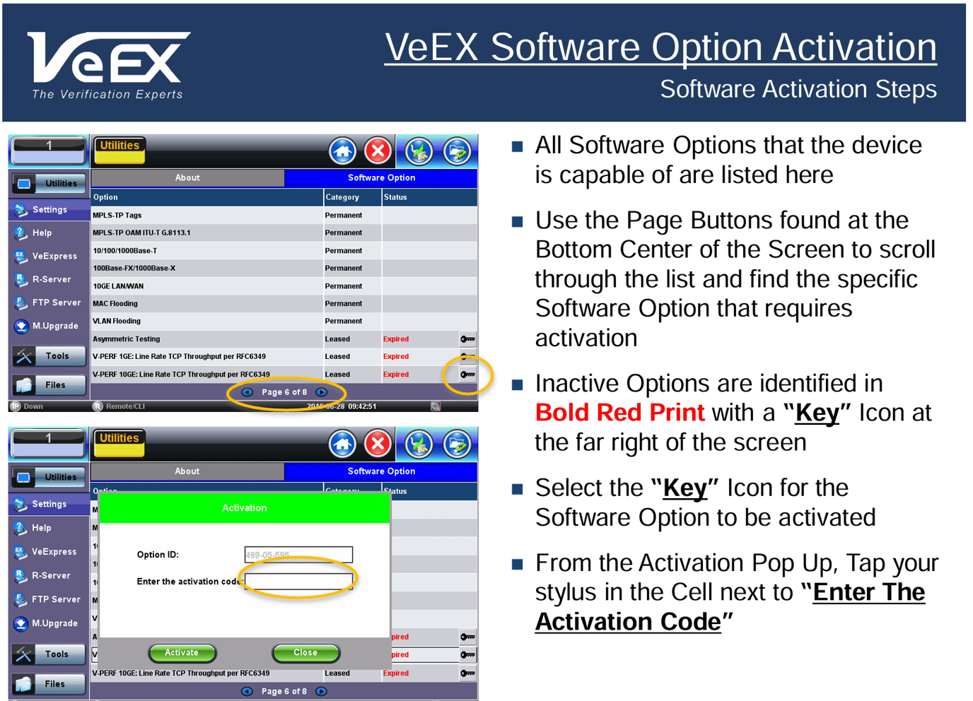 VeEX Software Option (License) Activation Guideline