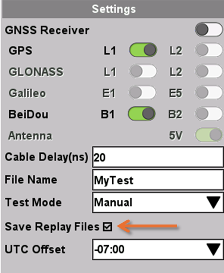 What is the "Save Replay Files" Check Box in GNSS SkyView for?